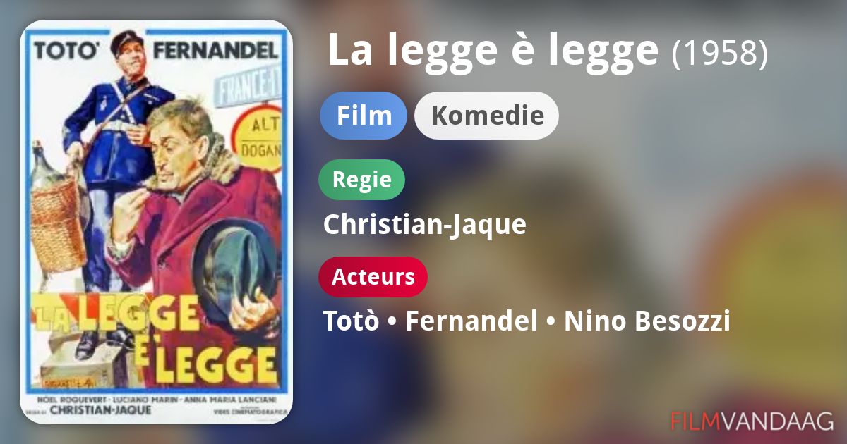 La legge è legge (film, 1958) - FilmVandaag.nl