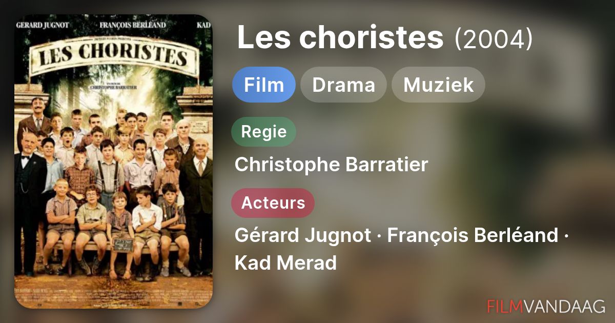Alle acteurs in Les choristes (film, 2004) - FilmVandaag.nl