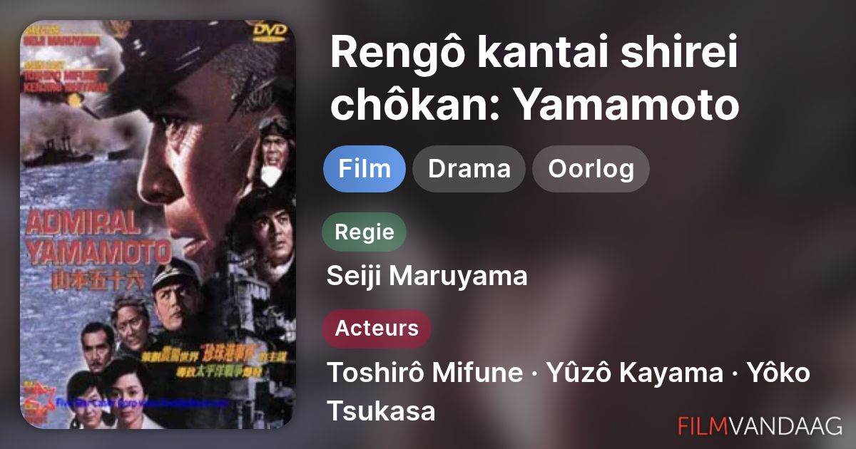 Rengô kantai shirei chôkan: Yamamoto Isoroku (film, 1968) - FilmVandaag.nl
