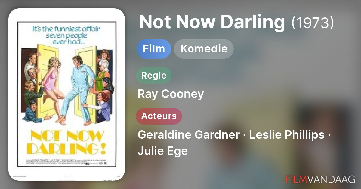 Alle acteurs in Not Now Darling (film, 1973) - FilmVandaag.nl
