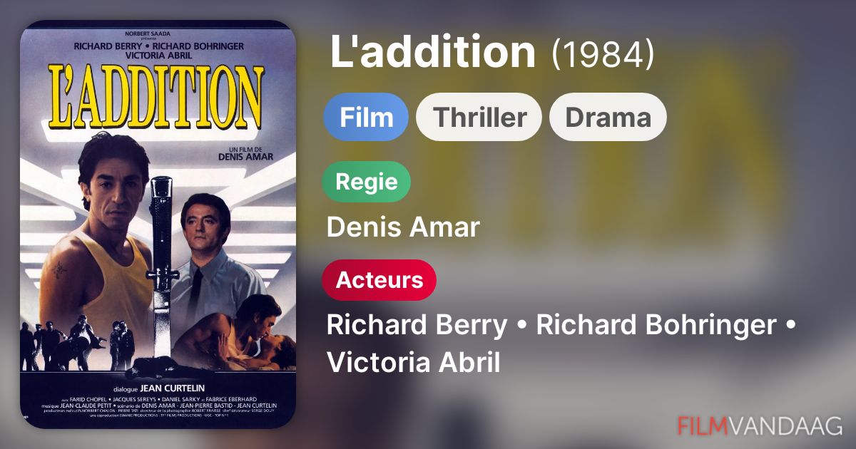 L'addition (film, 1984) - FilmVandaag.nl