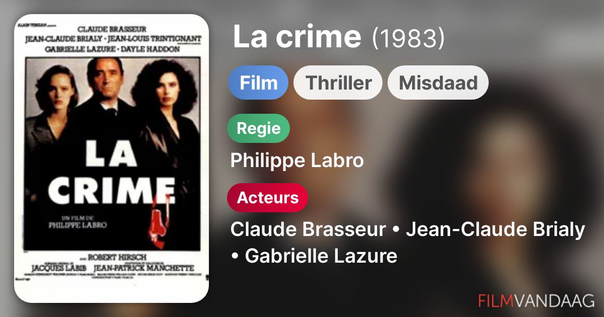 La crime (film, 1983) - FilmVandaag.nl
