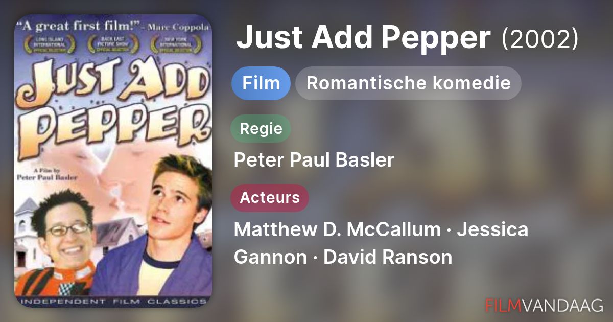 Just Add Pepper (film, 2002) Nu Online Kijken - FilmVandaag.nl
