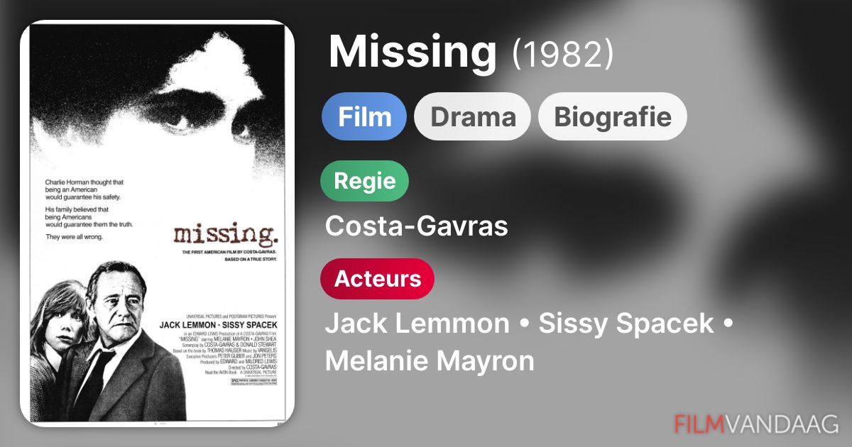 Missing (film, 1982) - FilmVandaag.nl
