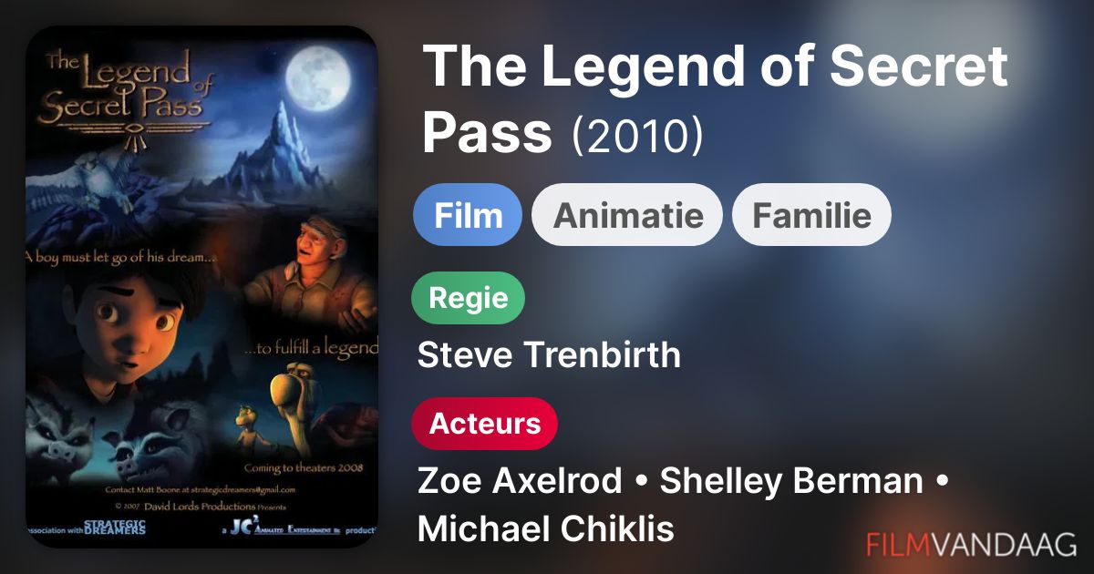 The Legend of Secret Pass (film, 2010) - FilmVandaag.nl