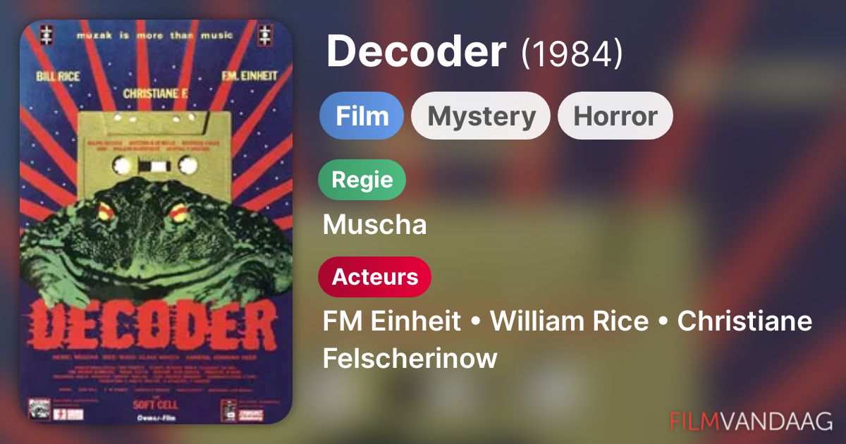 Decoder (film, 1984) - FilmVandaag.nl