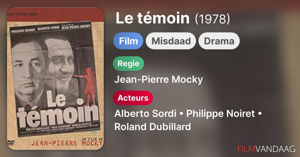 Le témoin (film, 1978) - FilmVandaag.nl