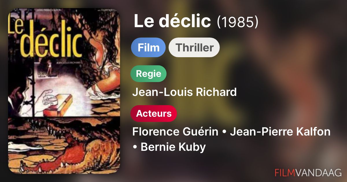 Alle acteurs in Le déclic (film, 1985) - FilmVandaag.nl