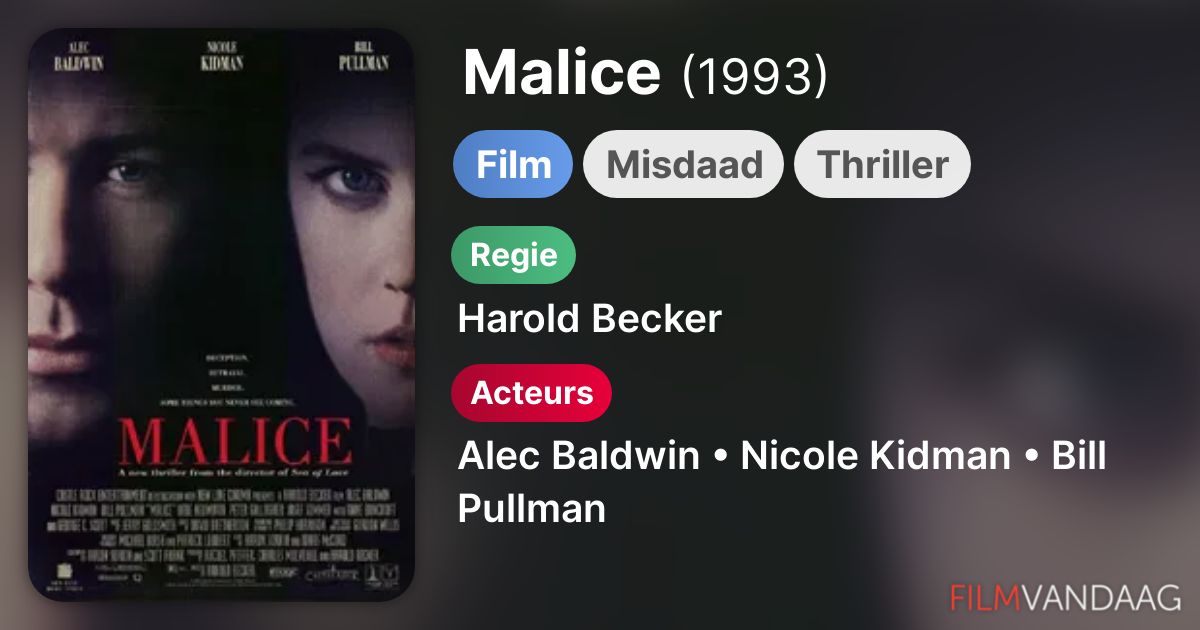 Malice (film, 1993) - FilmVandaag.nl