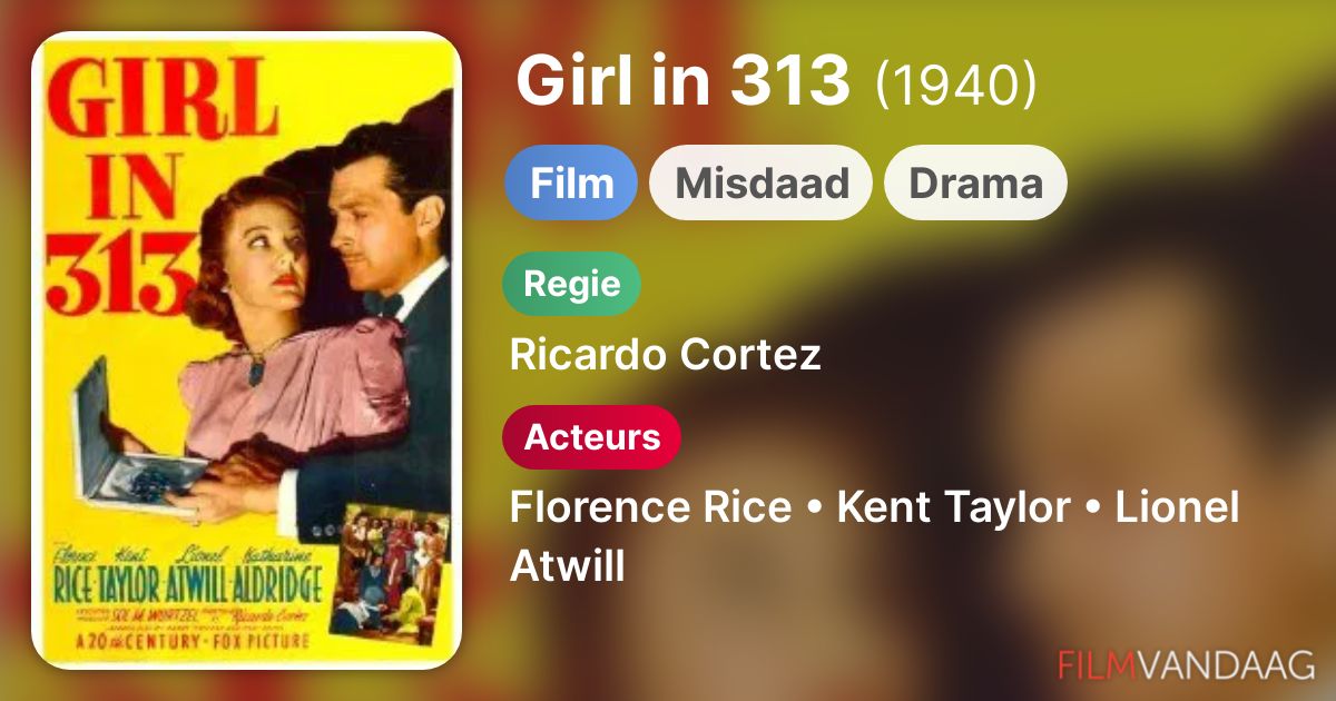Alle acteurs in Girl in 313 (film, 1940) - FilmVandaag.nl