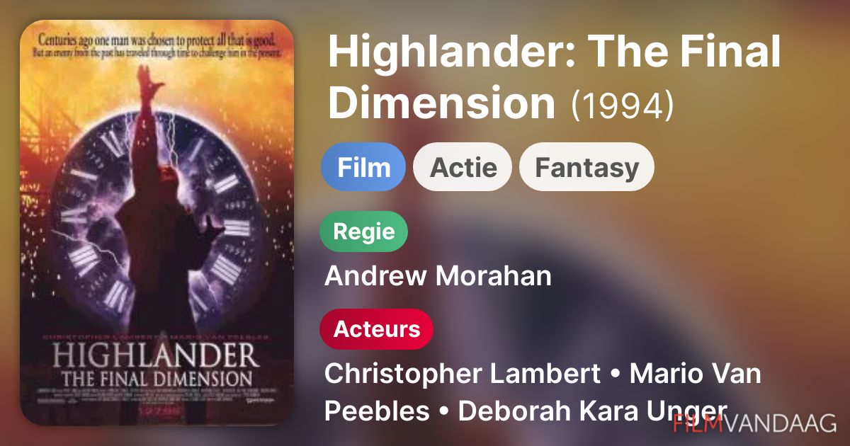 Highlander: The Final Dimension (film, 1994) - FilmVandaag.nl