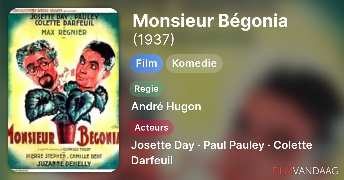 Monsieur Bégonia (film, 1937) - FilmVandaag.nl