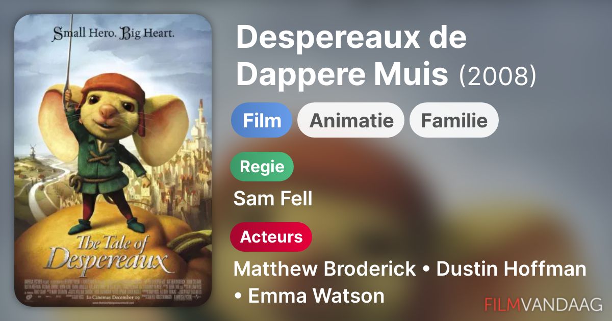 Despereaux de Dappere Muis (film, 2008) - FilmVandaag.nl