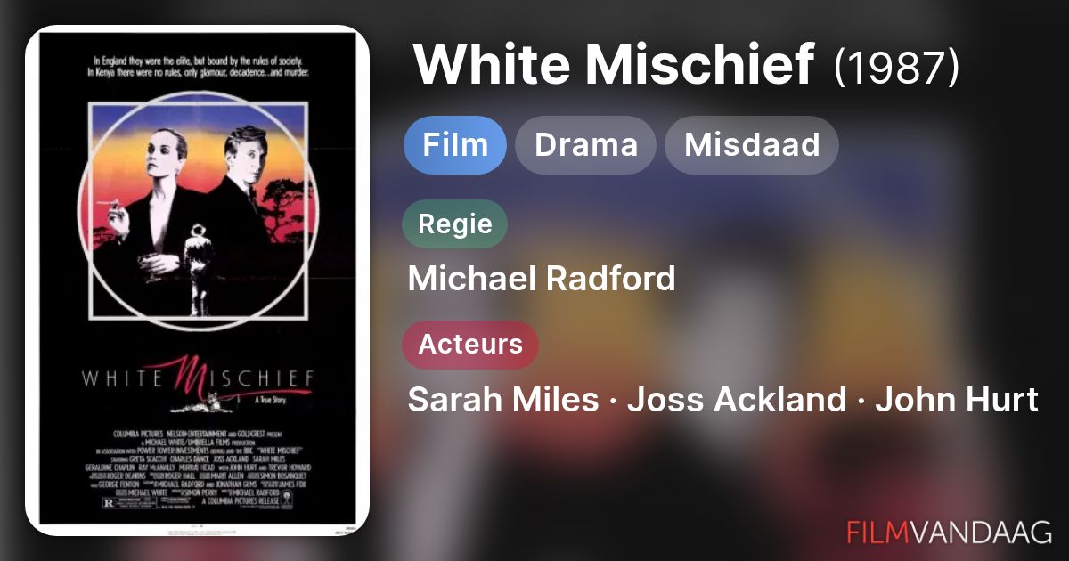 White Mischief (film, 1987) kopen op dvd of blu-ray - FilmVandaag.nl
