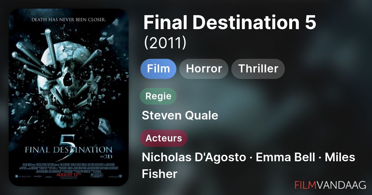 Final Destination 5 (film, 2011) Nu Online Kijken - FilmVandaag.nl