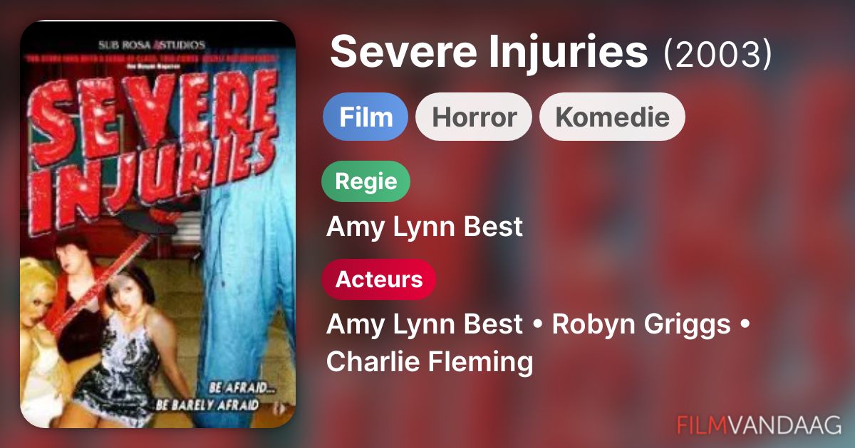 Alle acteurs in Severe Injuries (film, 2003) - FilmVandaag.nl