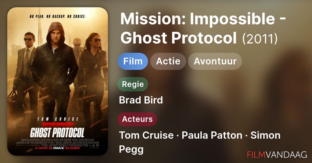 Mission: Impossible - Ghost Protocol (film, 2011) - FilmVandaag.nl