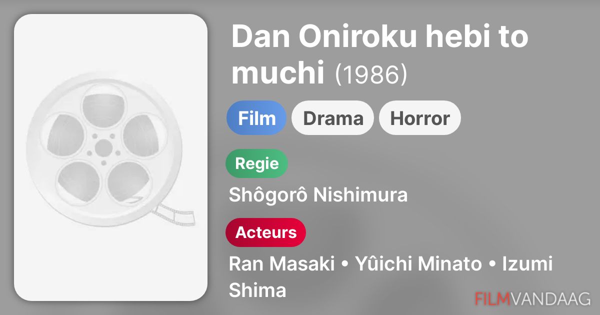 Dan Oniroku hebi to muchi (film, 1986) - FilmVandaag.nl