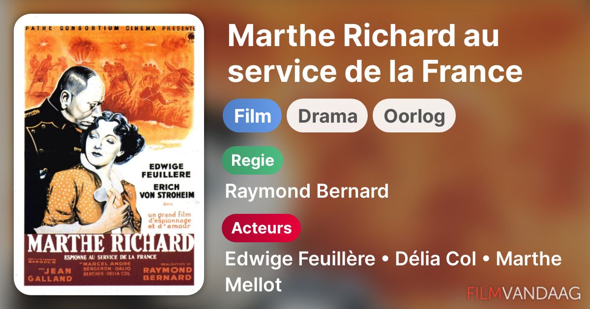 Marthe Richard au service de la France (film, 1937) - FilmVandaag.nl