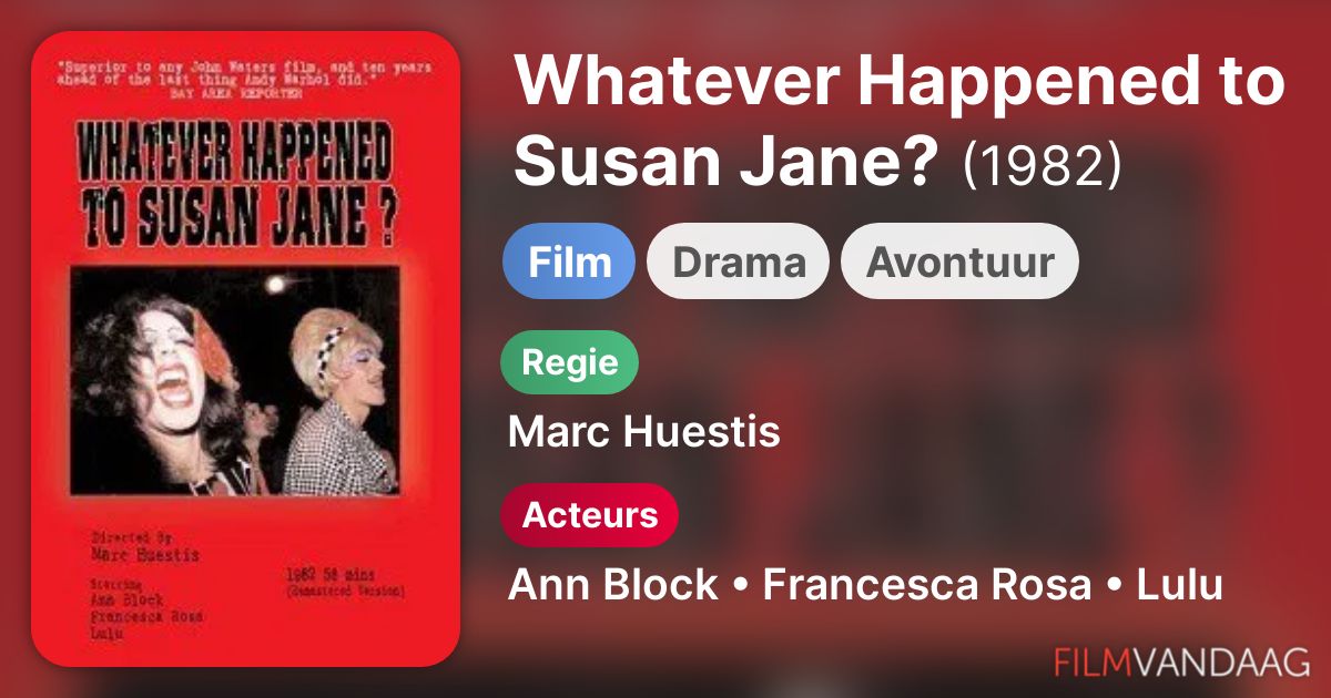 Whatever Happened to Susan Jane? (film, 1982) - FilmVandaag.nl