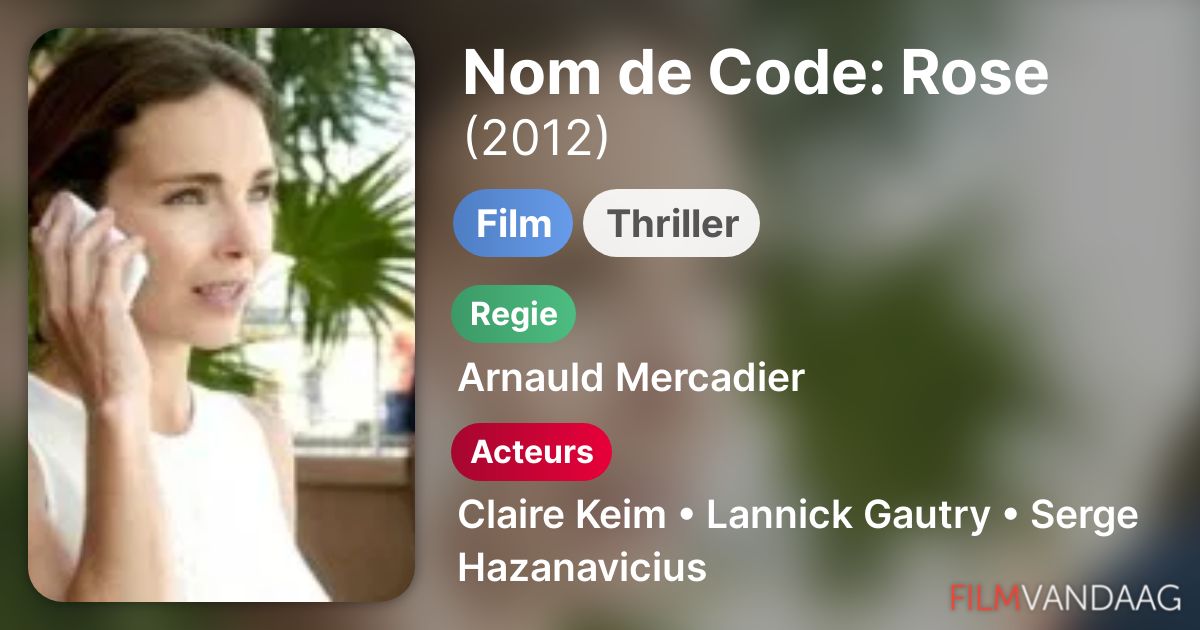 Nom de Code: Rose (film, 2012) - FilmVandaag.nl