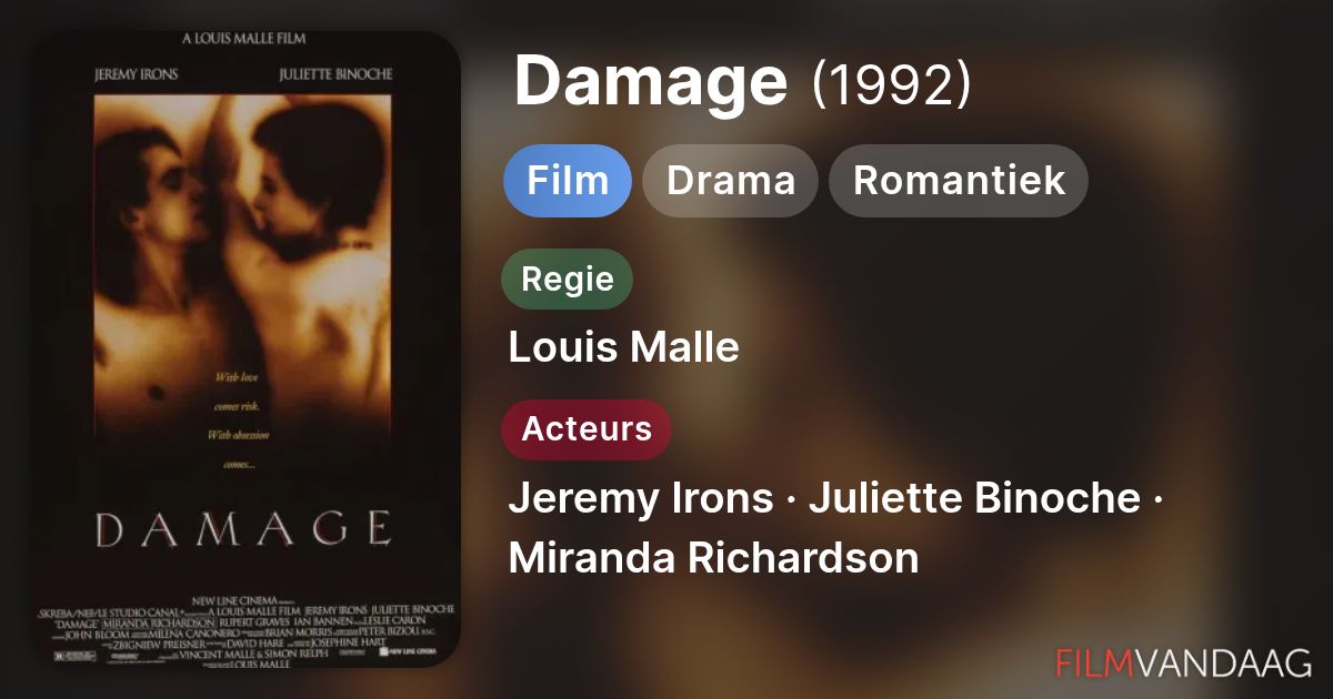 Damage (film, 1992) - FilmVandaag.nl