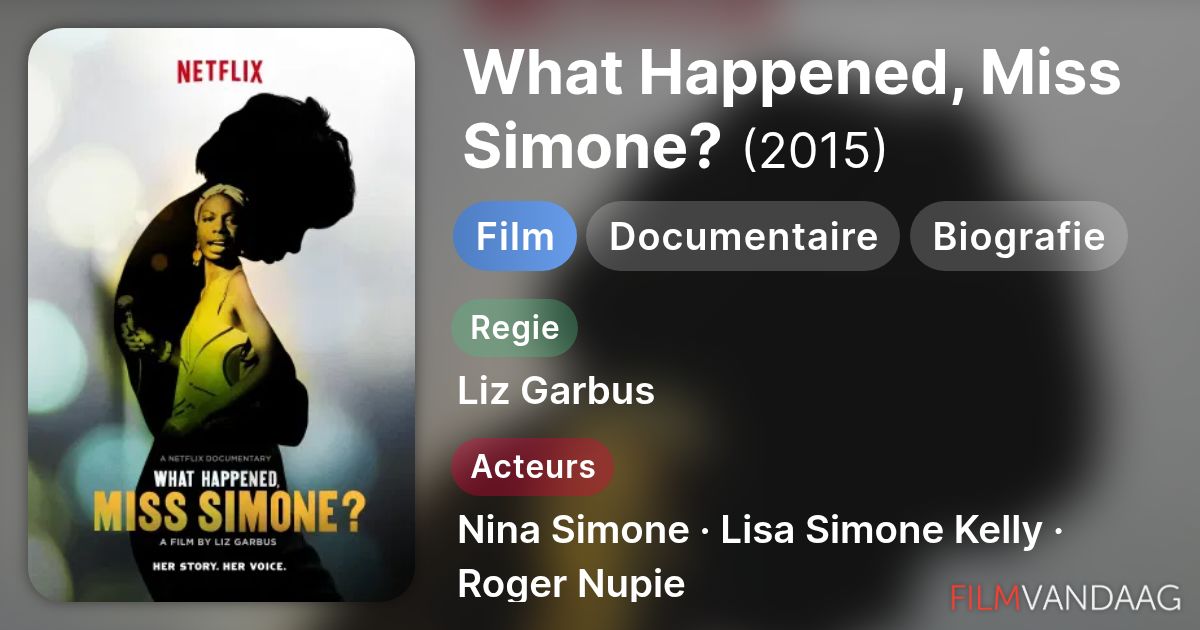 What Happened, Miss Simone? (film, 2015) - FilmVandaag.nl