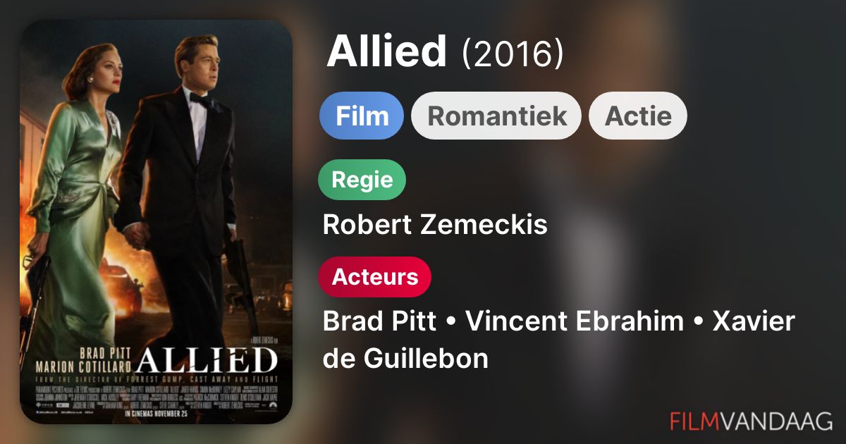 Allied (film, 2016) - FilmVandaag.nl