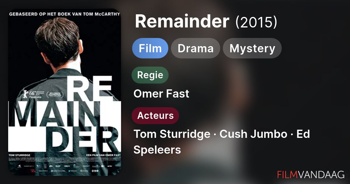 Remainder (film, 2015) kopen op dvd of blu-ray - FilmVandaag.nl