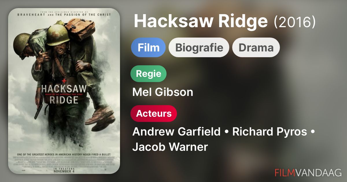 Hacksaw Ridge (film, 2016) - FilmVandaag.nl