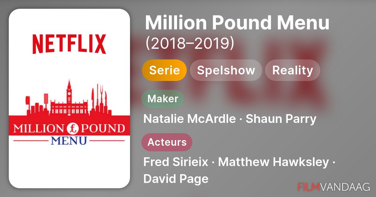 Million Pound Menu (serie, 2018–2019) - FilmVandaag.nl