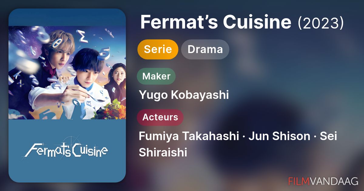 Volledige Cast van Fermat’s Cuisine (serie, 2023) - FilmVandaag.nl