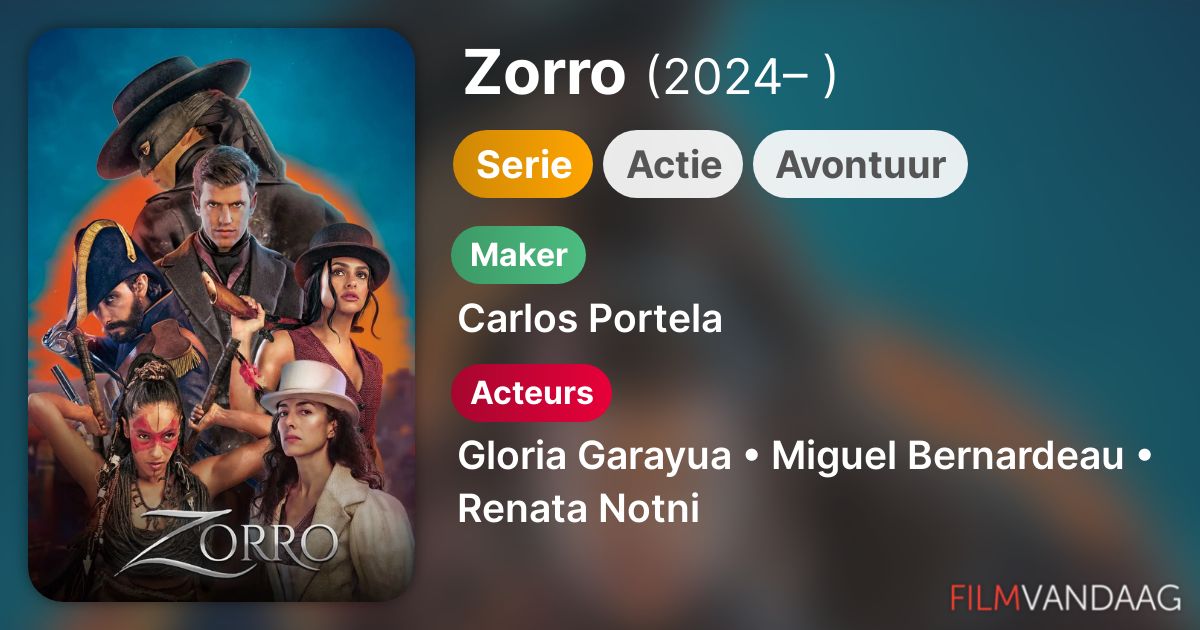Volledige Cast van Zorro (serie, 2024– ) - FilmVandaag.nl