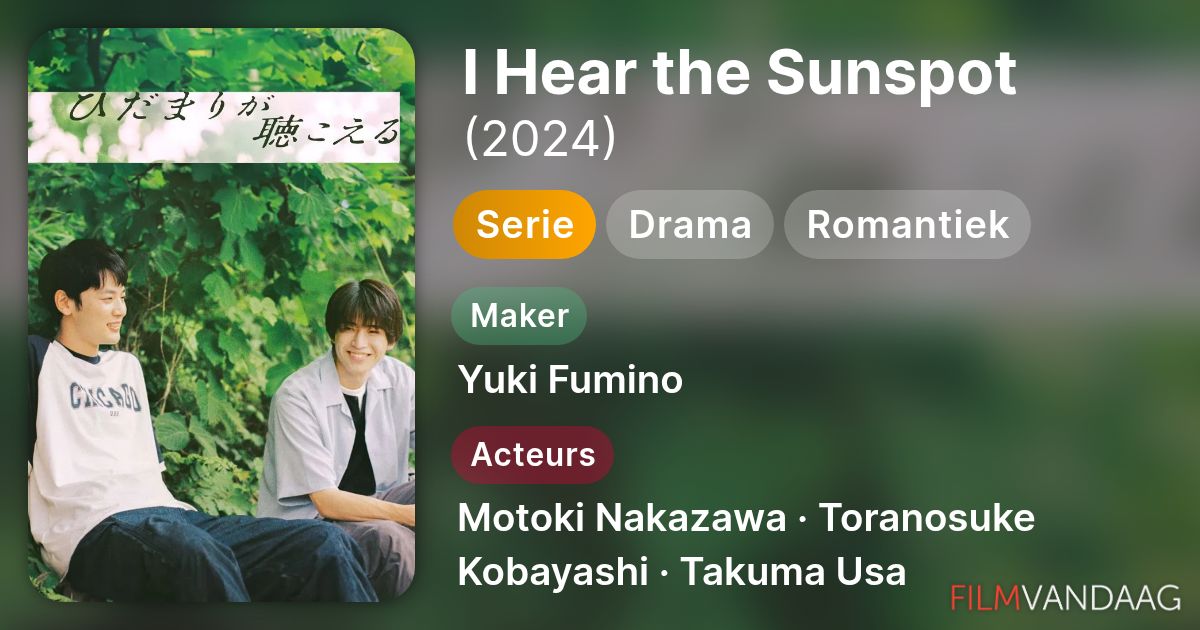 Volledige Cast van I Hear the Sunspot (serie, 2024) - FilmVandaag.nl