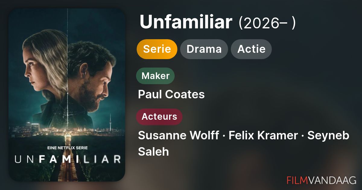 Volledige Cast van Unfamiliar (serie, 2026– ) - FilmVandaag.nl