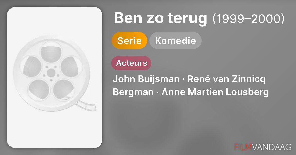 Ben zo terug (serie, 1999–2000) - FilmVandaag.nl