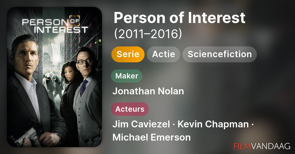 Volledige Cast van Person of Interest (serie, 2011–2016) - FilmVandaag.nl