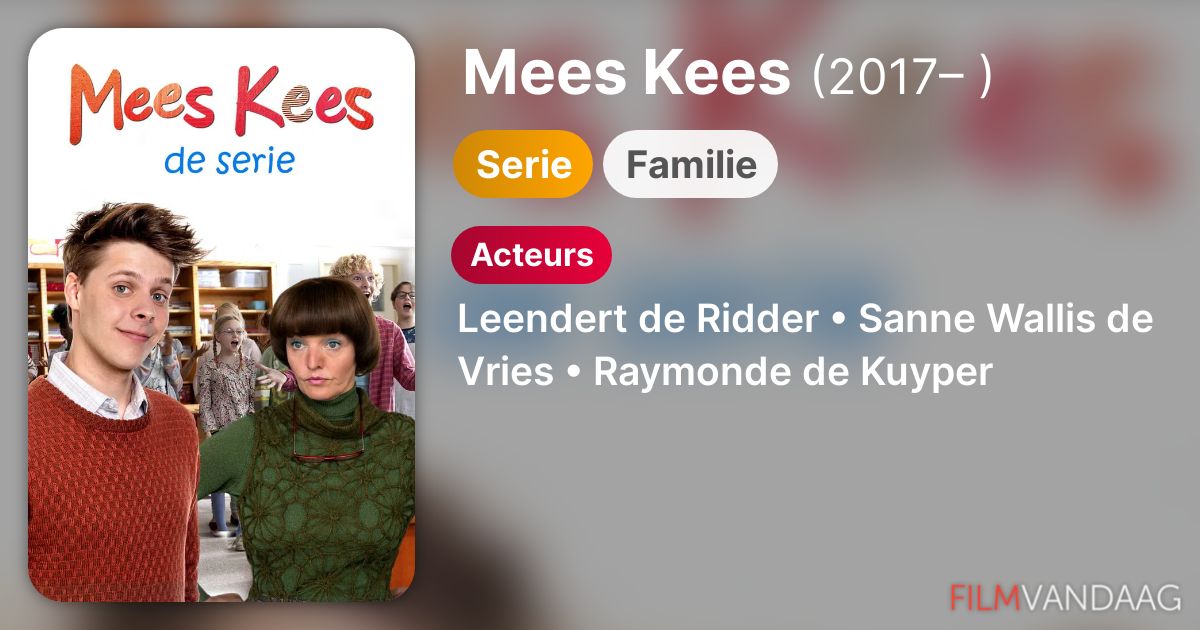 Volledige Cast van Mees Kees (serie, 2017– ) - FilmVandaag.nl